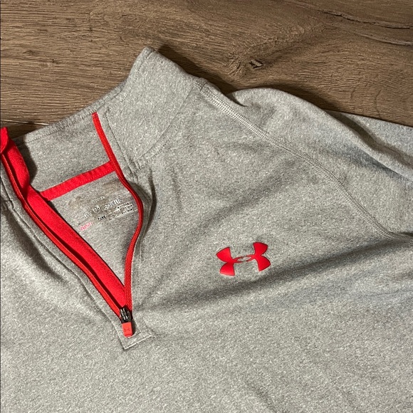 Under Armour | Shirts | Mens Under Armour Heather Gray And Red Pullover ...